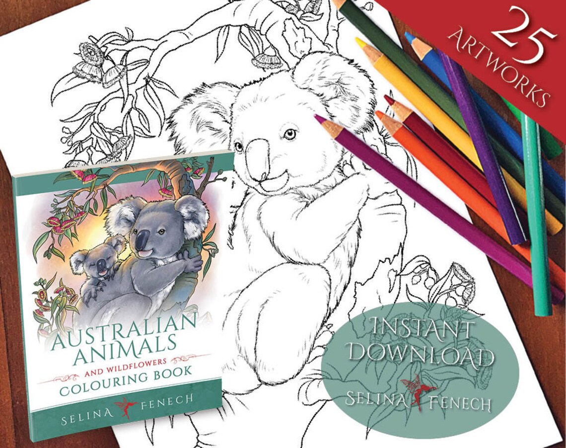 Australian Animals and Wildflowers Colouring Collection | Etsy
