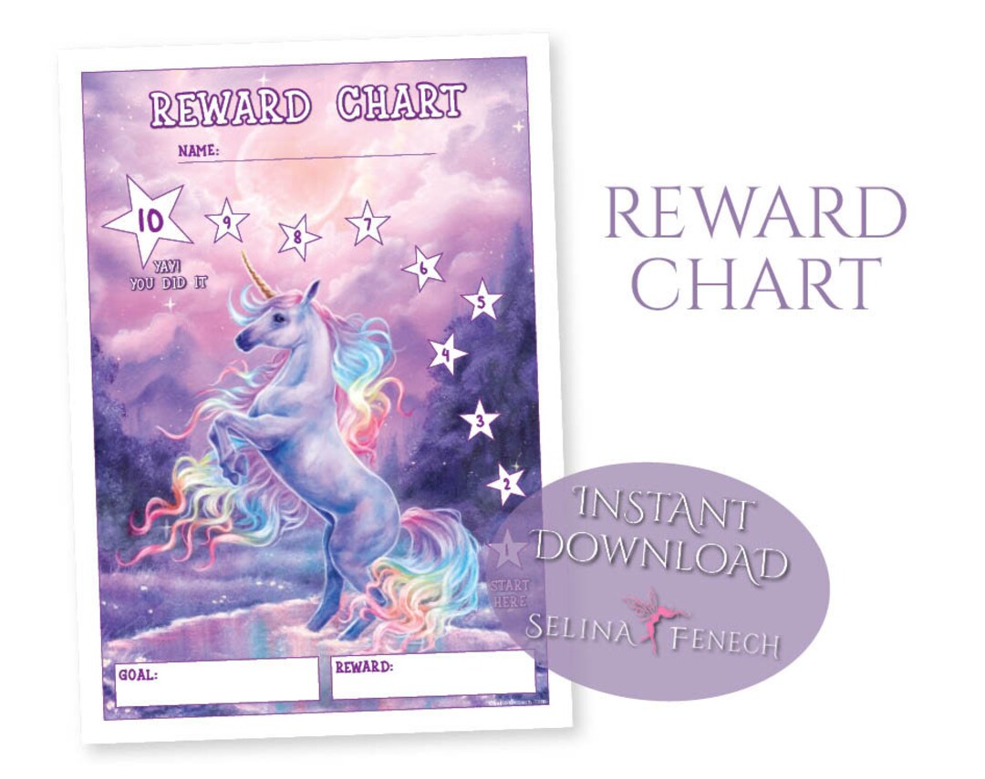 Reward Chart - Rainbow Dreams Unicorn - Fantasy Art Unicorn Stationery ...