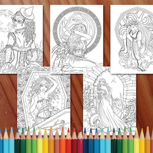 Gothic Dark Fantasy Coloring Collection Coloring Page/digi Stamp ...