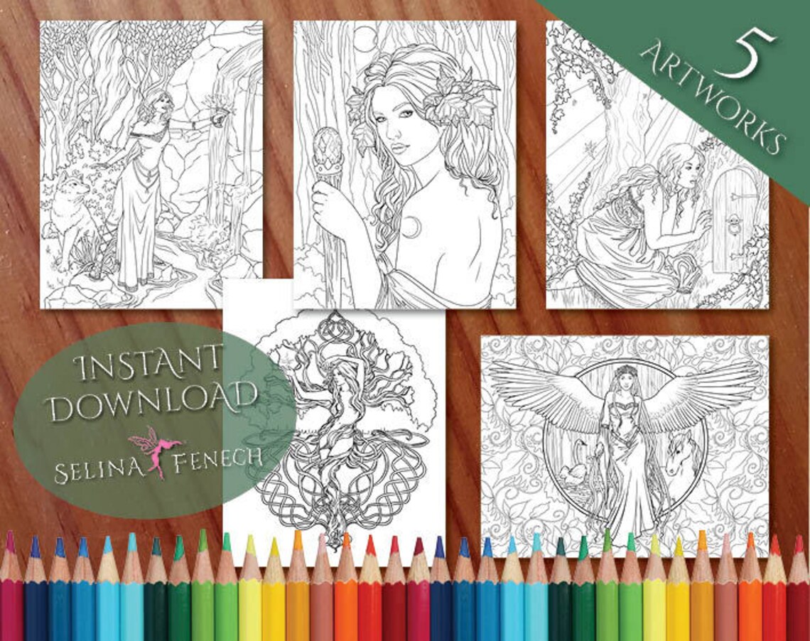 Enchanted Nature and Forest Coloring Page/digi Stamp Fantasy - Etsy