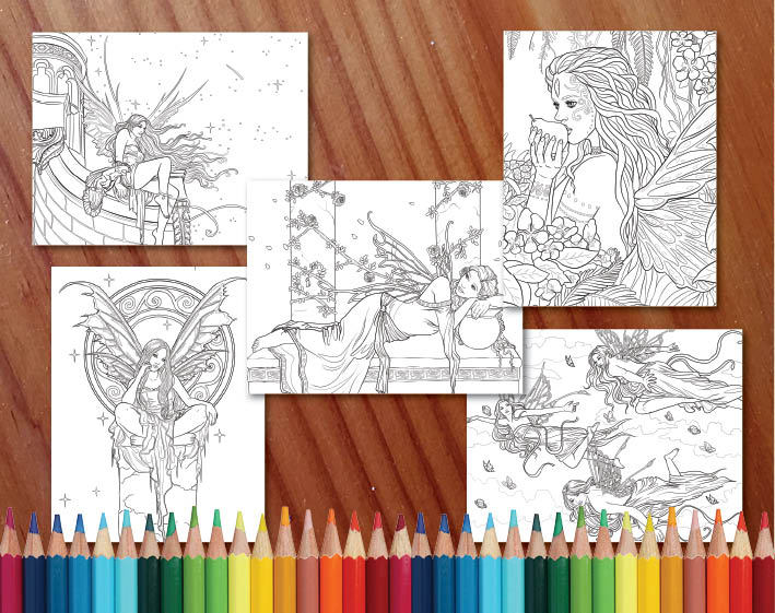 Fairy Magic Whimsical Fantasy Coloring Collection Coloring | Etsy
