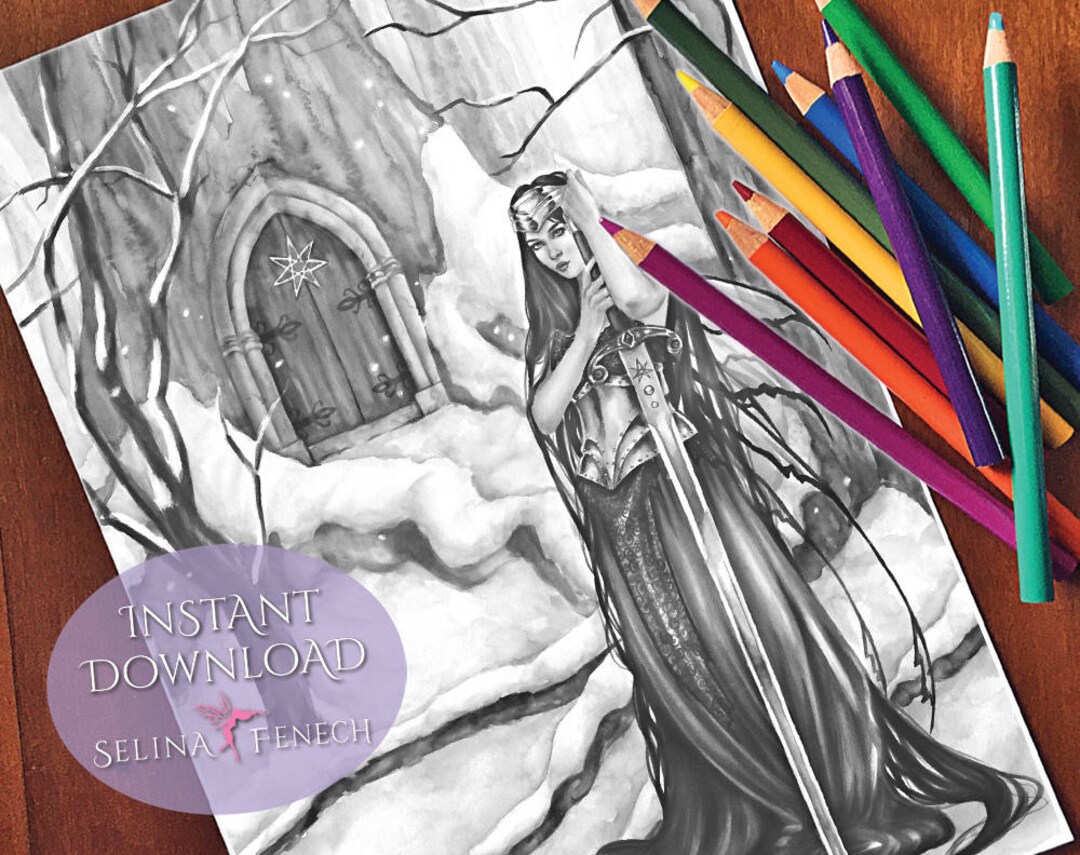 Gatekeeper Fairy Magic Grayscale Coloring Page/digi Stamp Fantasy ...
