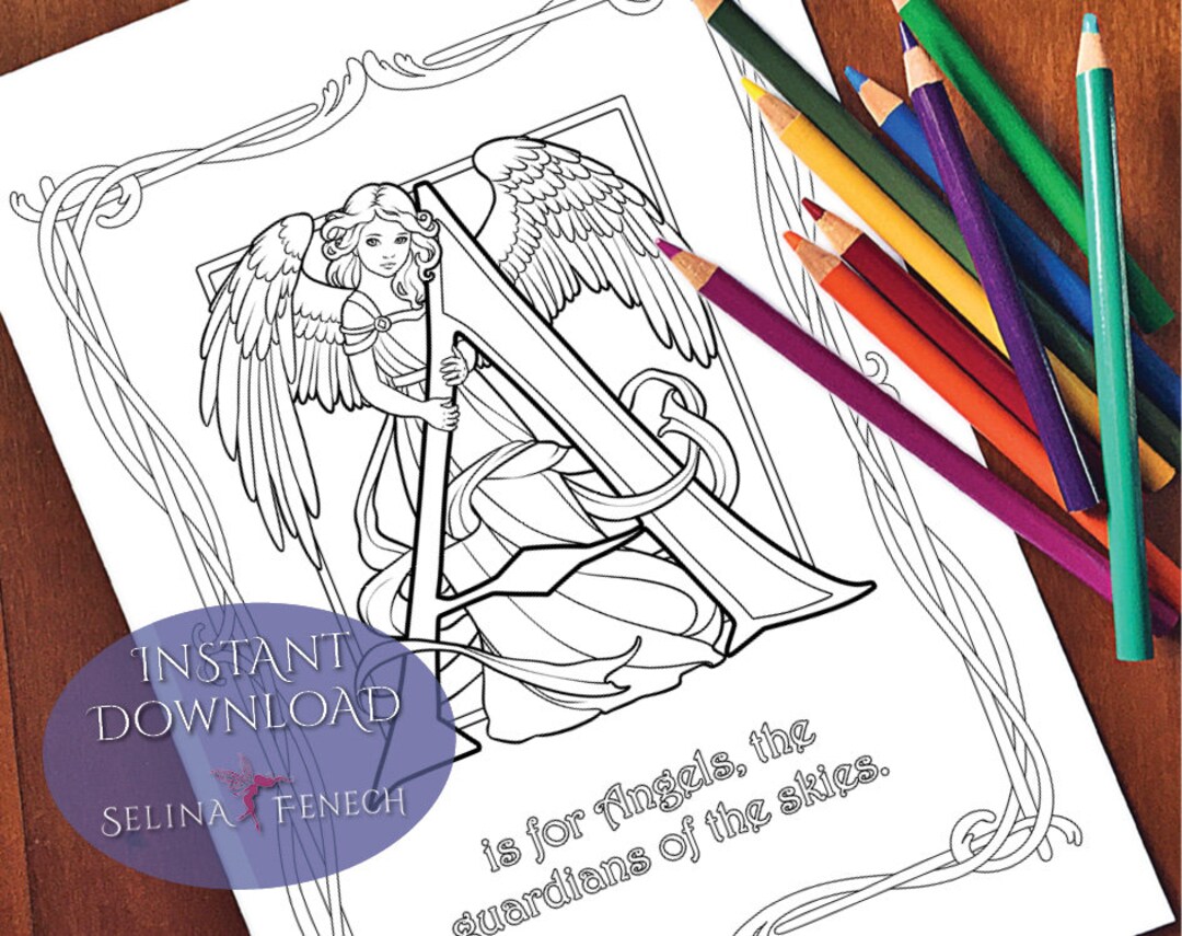 Fantasy Alphabet Magical Creatures A Coloring Page/digi Stamp Fantasy ...