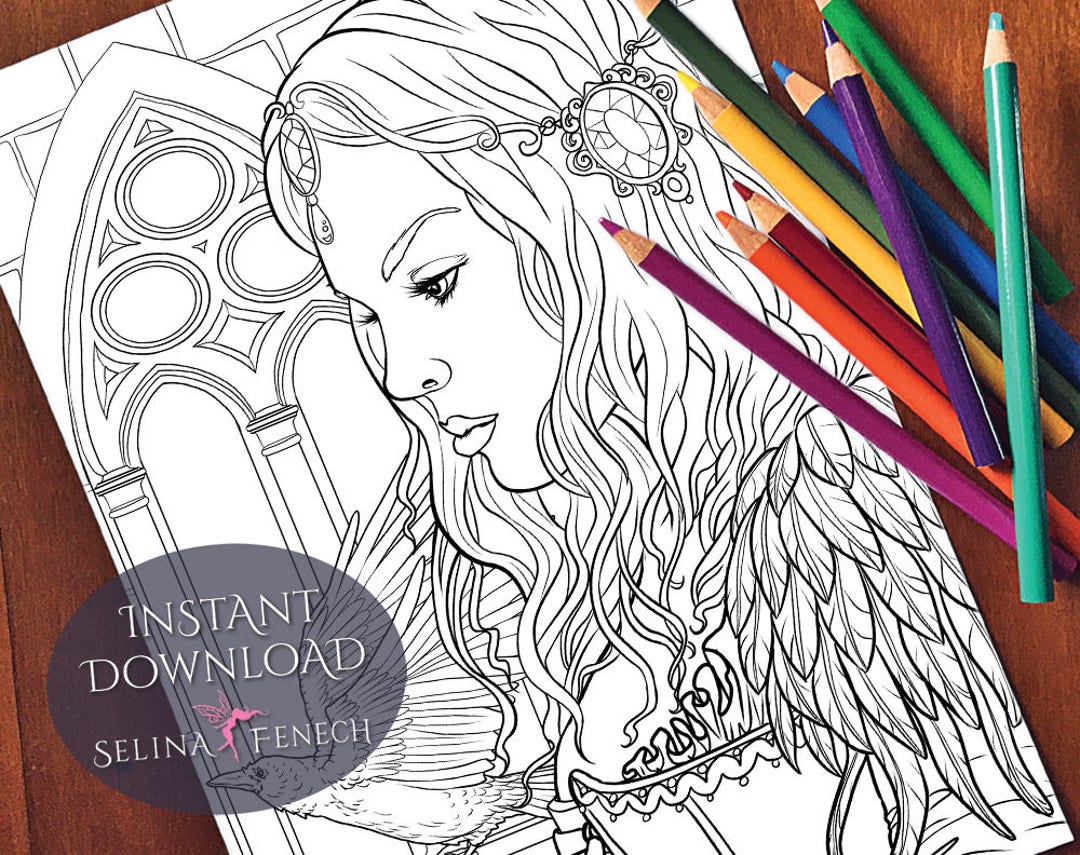 Raven's Call Gothic Dark Fantasy Coloring Page/digi Stamp Fantasy ...