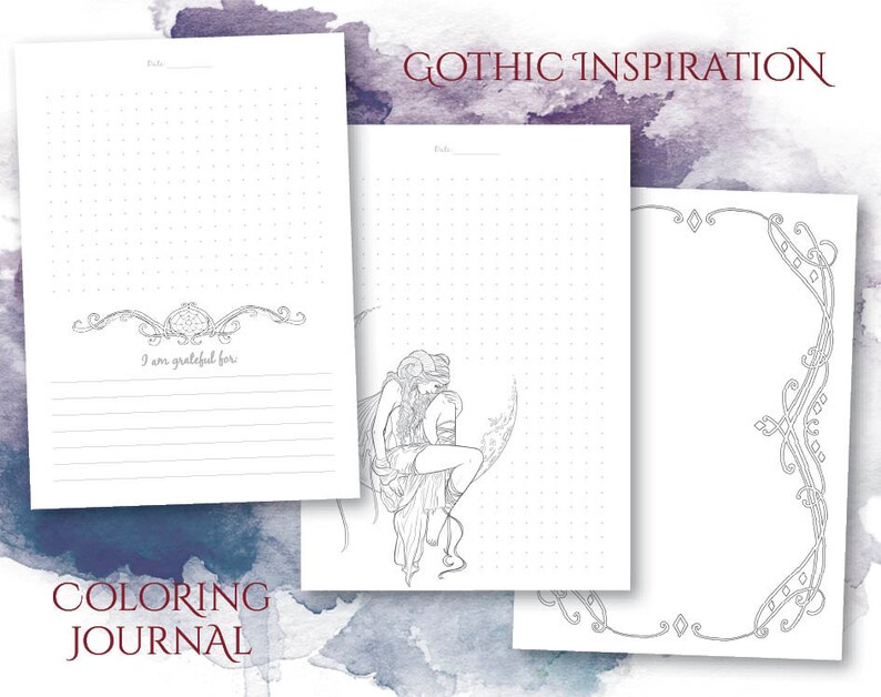 Gothic Coloring Journal Bullet Journalling Writing Paper Art - Etsy