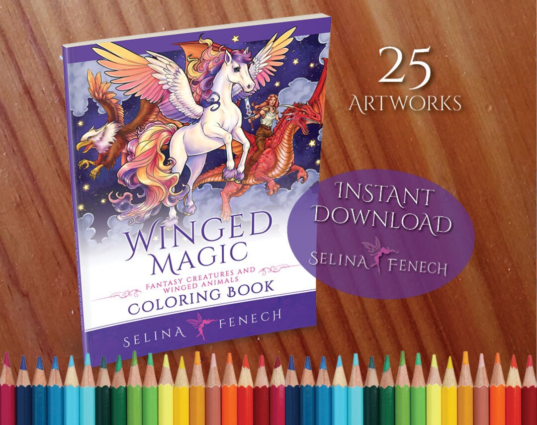 Winged Magic Fantasy Creatues and Winged Animals Coloring Collection ...