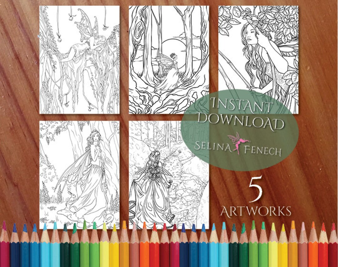 Magical Forest Enchanted Coloring Page/digi Stamp Fantasy Printable ...
