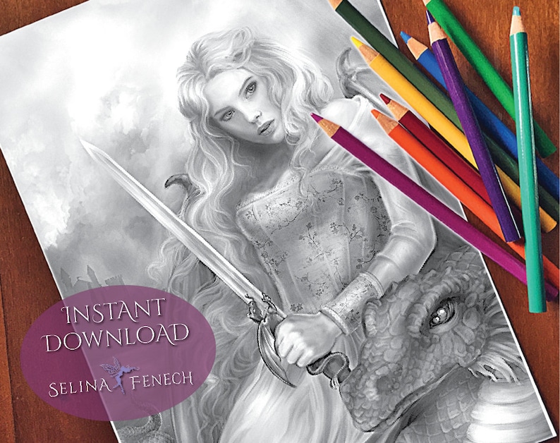 Bonded Gothic Grayscale Coloring Page/digi Stamp Fantasy Printable ...