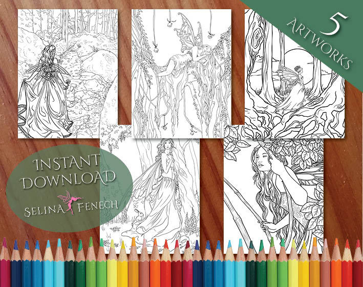 Magical Forest Enchanted Coloring Page/digi Stamp Fantasy - Etsy