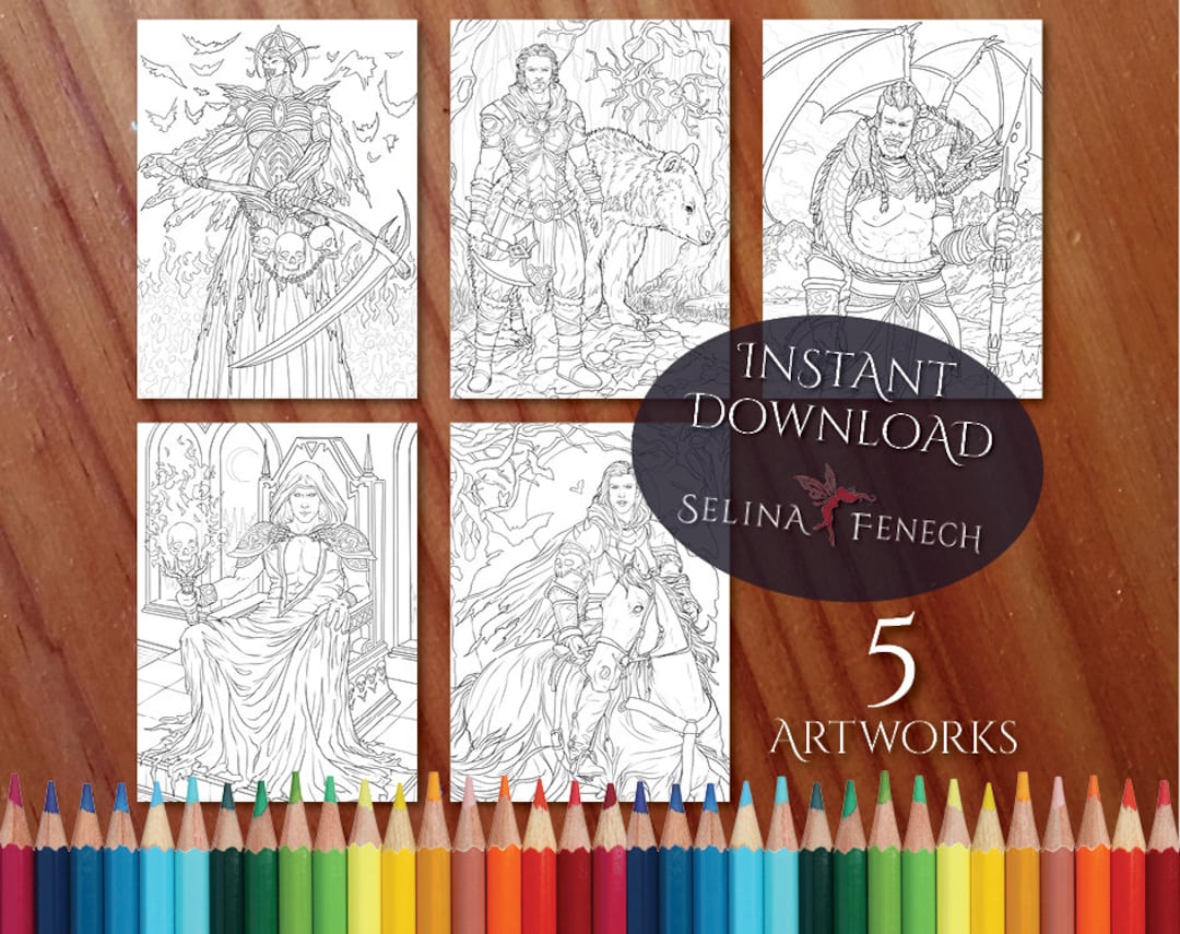 Dark Fantasy Gothic Male Coloring Page/digi Stamp Fantasy Printable ...