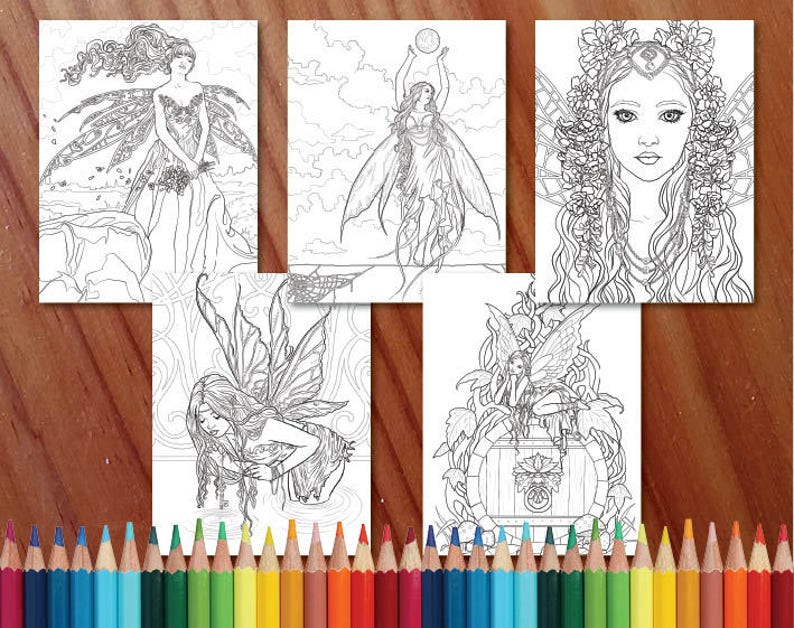 Fairy Magic Whimsical Fantasy Coloring Collection Coloring Page/digi ...