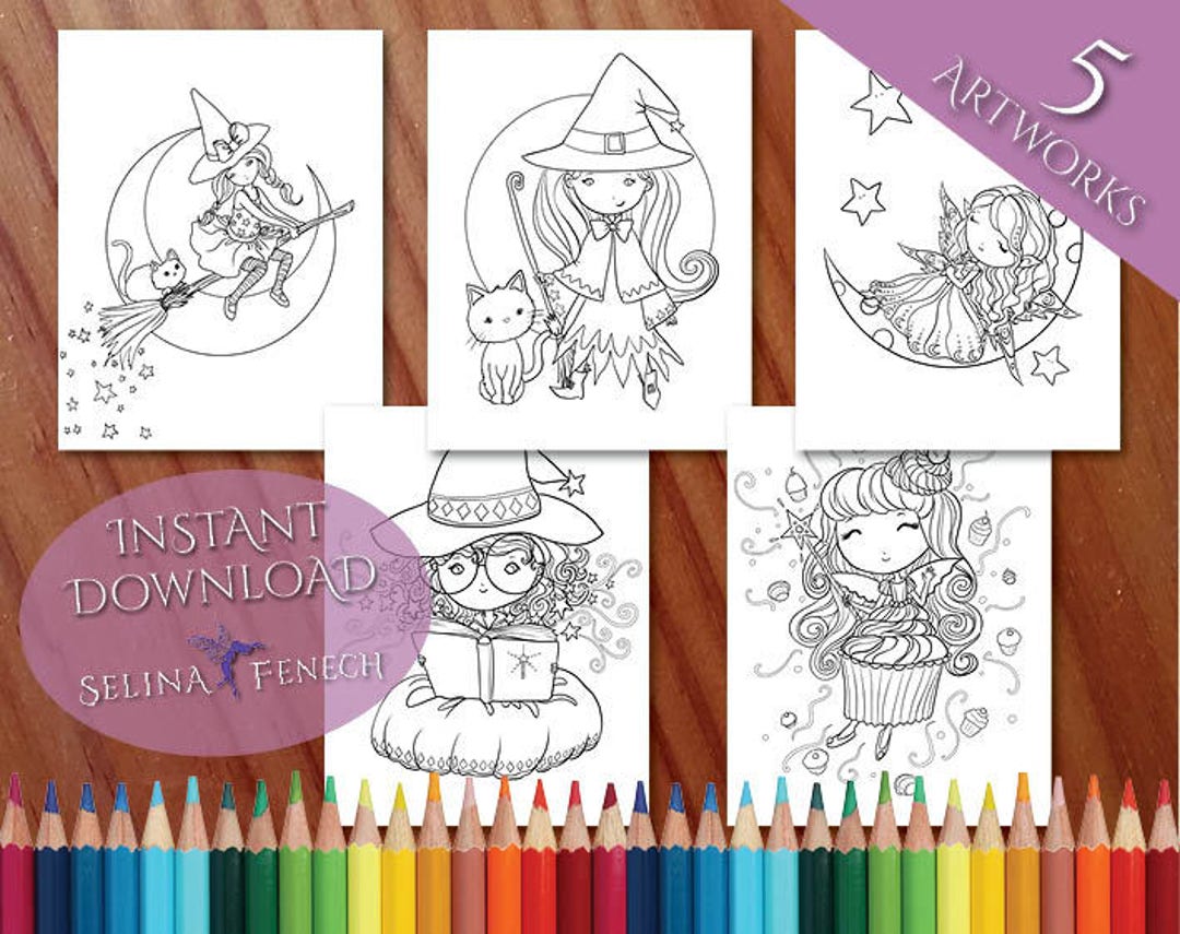 Magical Fairies Coloring Page/digi Stamp Fantasy Printable Download by ...