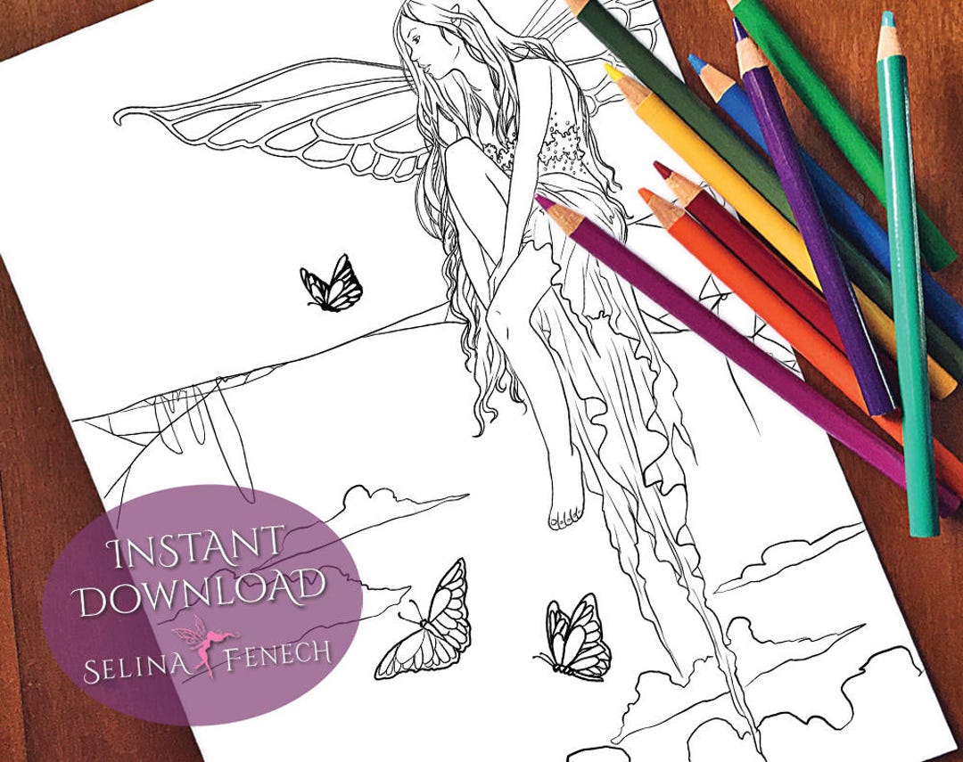 Gossamer Princess Fairy Art Coloring Page/digi Stamp Fantasy Printable ...