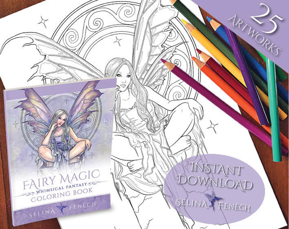 Fairy Magic Whimsical Fantasy Coloring Collection Coloring Page/digi ...