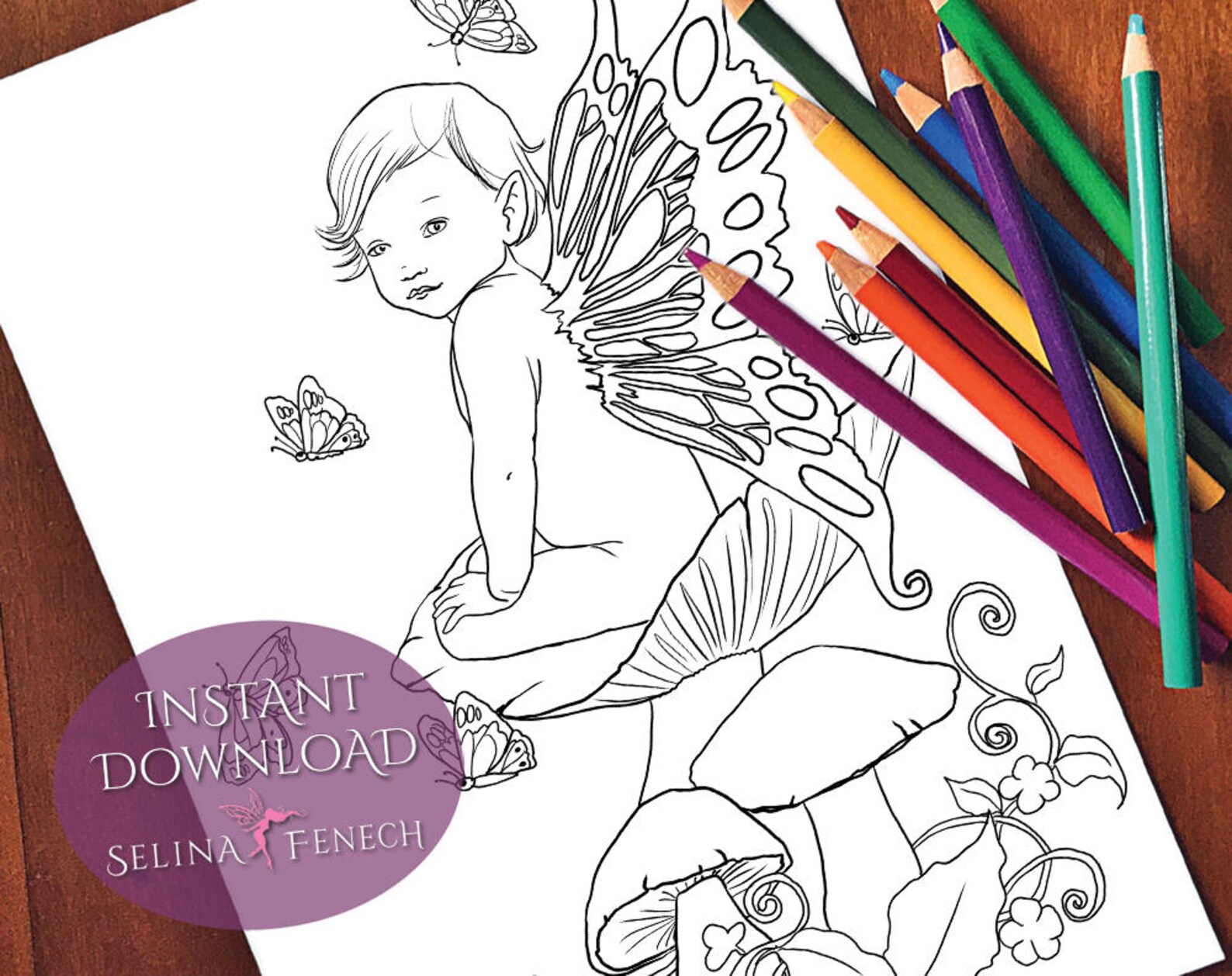 Pretty in Pink Fairy Art Coloring Page/digi Stamp Fantasy - Etsy