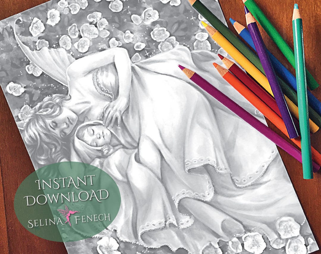 Sleepy Spring Enchanted Magical Forests Grayscale Coloring Page/digi ...