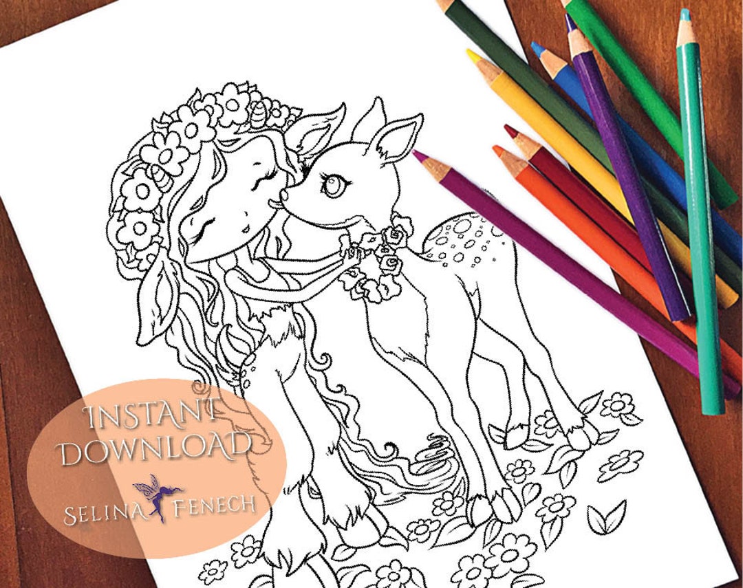 Satyr and Fawn Faedorables Fantasy Beasts Coloring Page/digi - Etsy