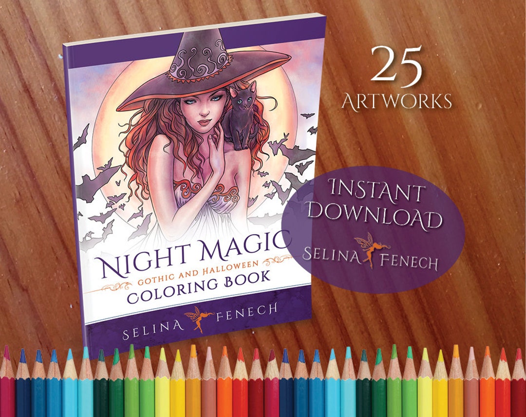Night Magic Gothic and Halloween Coloring Collection Coloring Page/digi ...