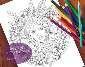 Selene Goddess and Mythology Coloring Page/digi Stamp Fantasy - Etsy