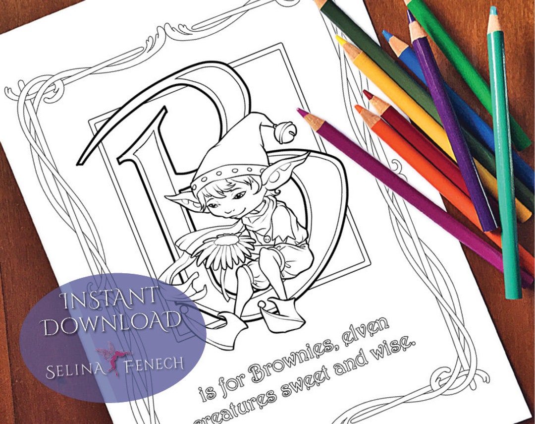 Fantasy Alphabet Magical Creatures B Coloring Page/digi Stamp Fantasy ...