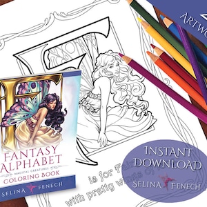 Fantasy Alphabet Magical Creatures Coloring Collection Coloring Page ...