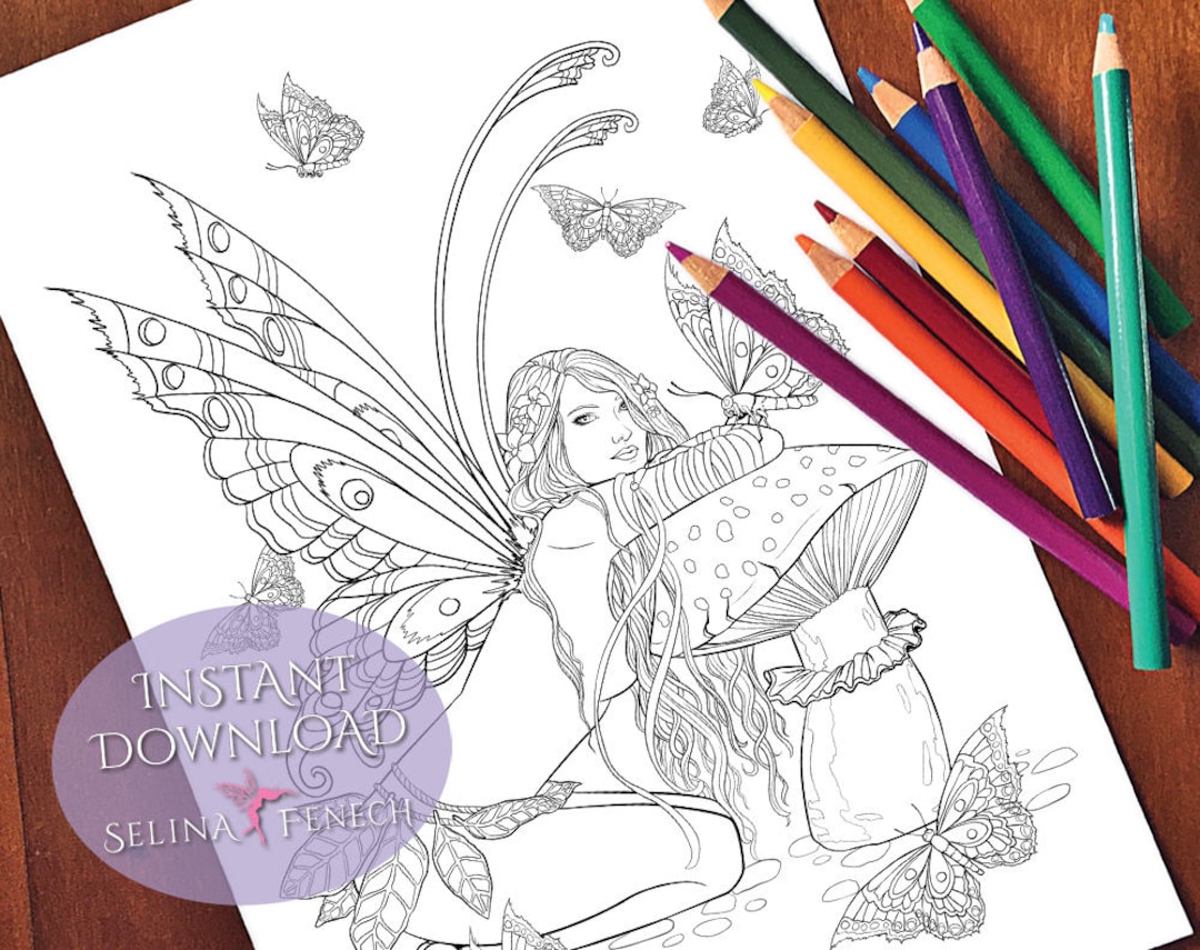 Small Things Fairy Magic Coloring Page/digi Stamp Fantasy Printable ...