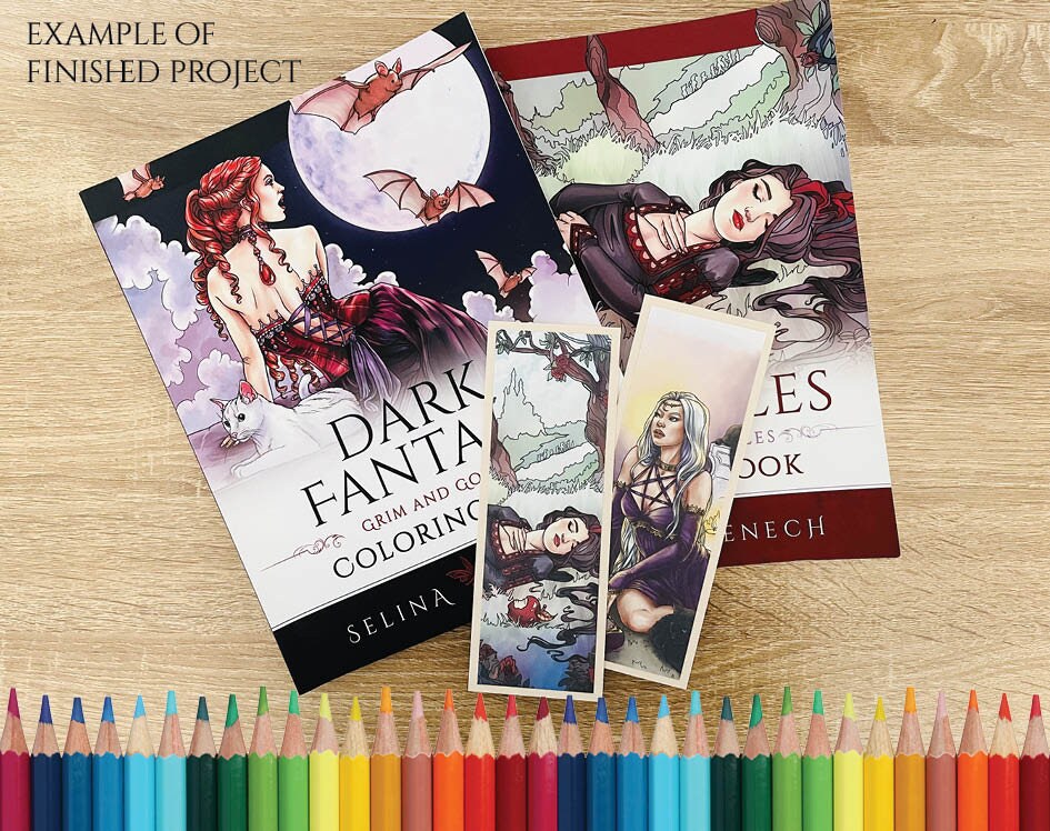 Bookmark Gothic Dark Fantasy Coloring Page/digi Stamp Fantasy - Etsy