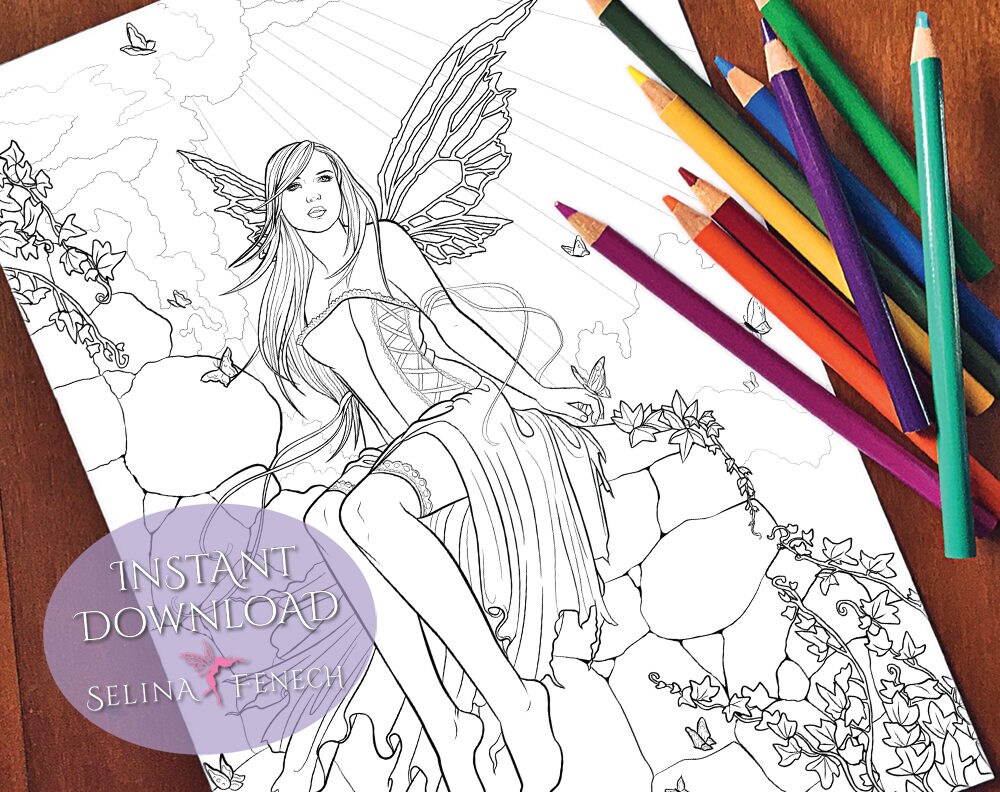 Once Was Innocent Fairy Magic Coloring Page/digi Stamp Fantasy - Etsy