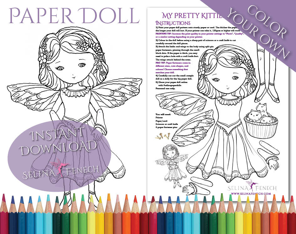 Paper Doll - Faedorables My Pretty Kitties - Fairy Art Pin Craft ...