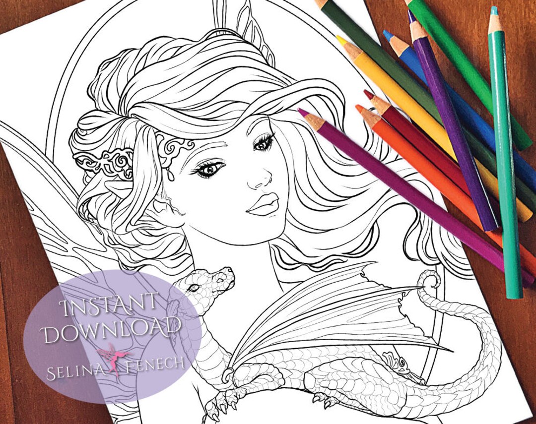 Together Fairy Magic Coloring Page/digi Stamp Fantasy Printable ...
