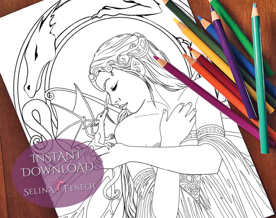 Winged Things Fairy Art Coloring Page/digi Stamp Fantasy Printable ...