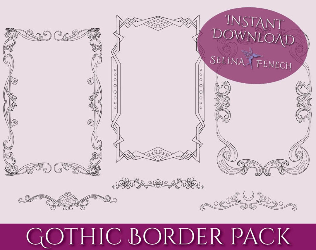 Gothic Border Pack - Digital Scrapbooking Frames Coloring Writing Paper ...