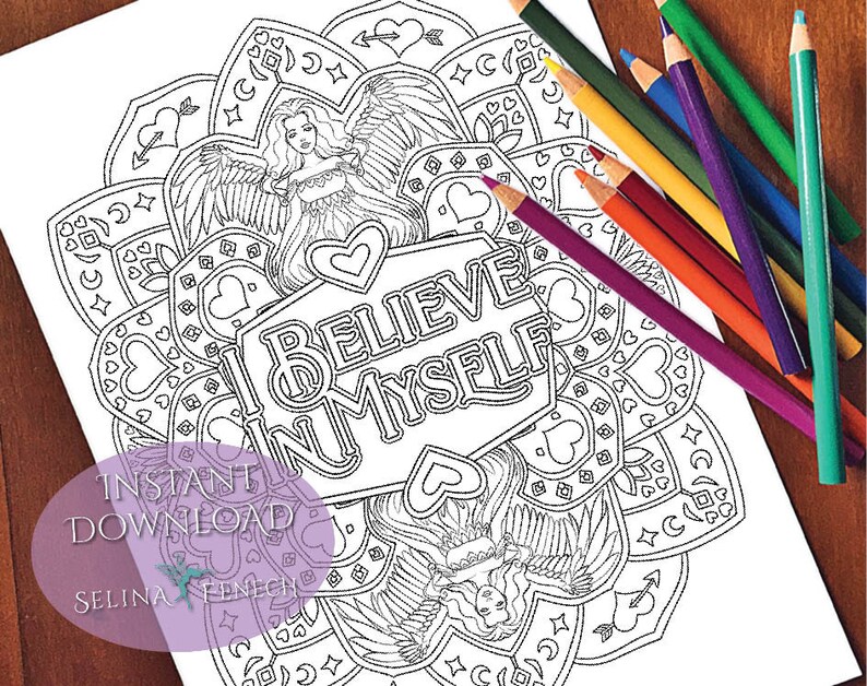 I Believe in Myself Inspirational Quotes Coloring Page/digi | Etsy