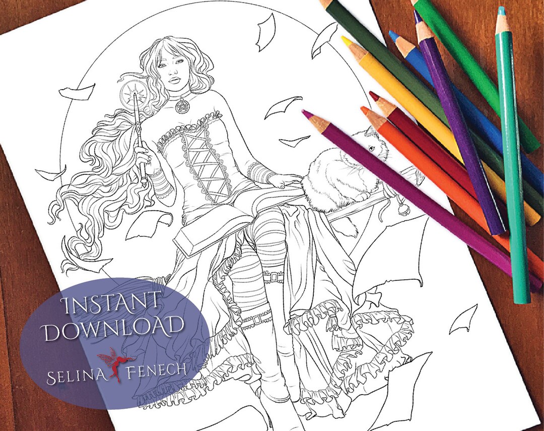 Moonlight Blessing Wild Magic Coloring Page/digi Stamp Fantasy ...
