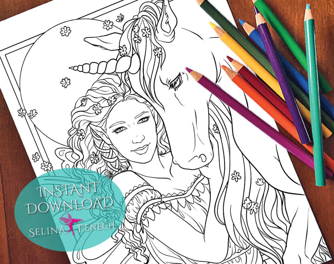 Friends in Magic Fairy Portraits Coloring Page/digi Stamp Fantasy ...