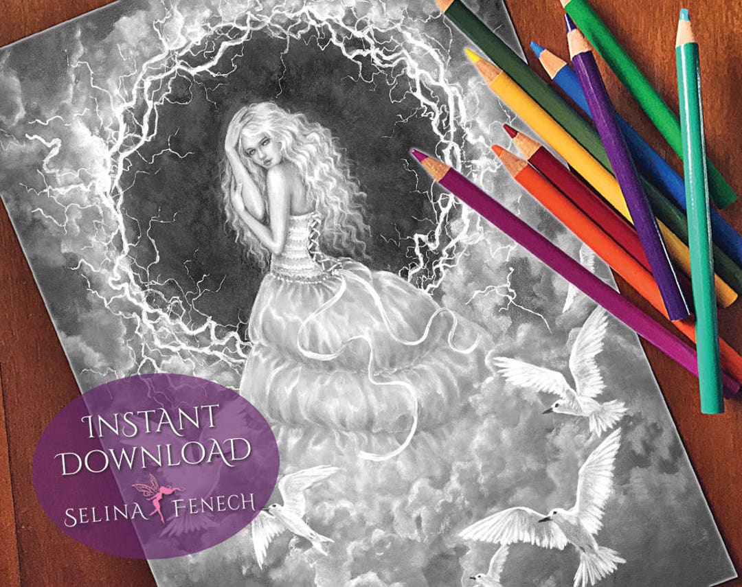 Tempestas Goddess and Mythology Grayscale Coloring Page/digi Stamp ...