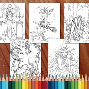 Night Magic Gothic and Halloween Coloring Collection Coloring Page/digi ...