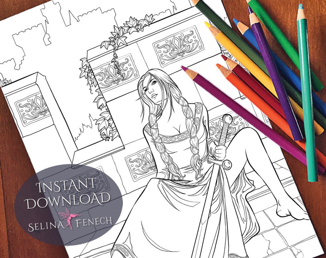 Tomboy Gothic Dark Fantasy Coloring Page/digi Stamp Fantasy Printable ...