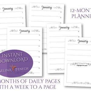 12-month Planner and Coloring Bookmarks for Journalling Writing Paper ...