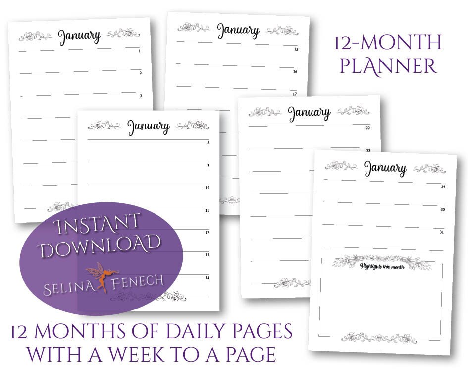 12-month Planner and Coloring Bookmarks for Journalling | Etsy