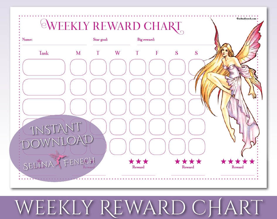Fairy Reward Chart Fantasy Art Stationery Printable Download | Etsy
