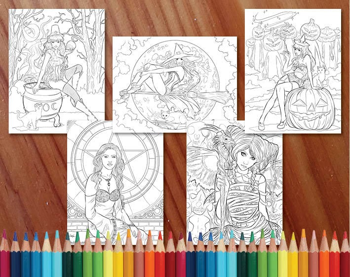 Gothic Dark Fantasy Coloring Collection Coloring Page/digi Stamp ...