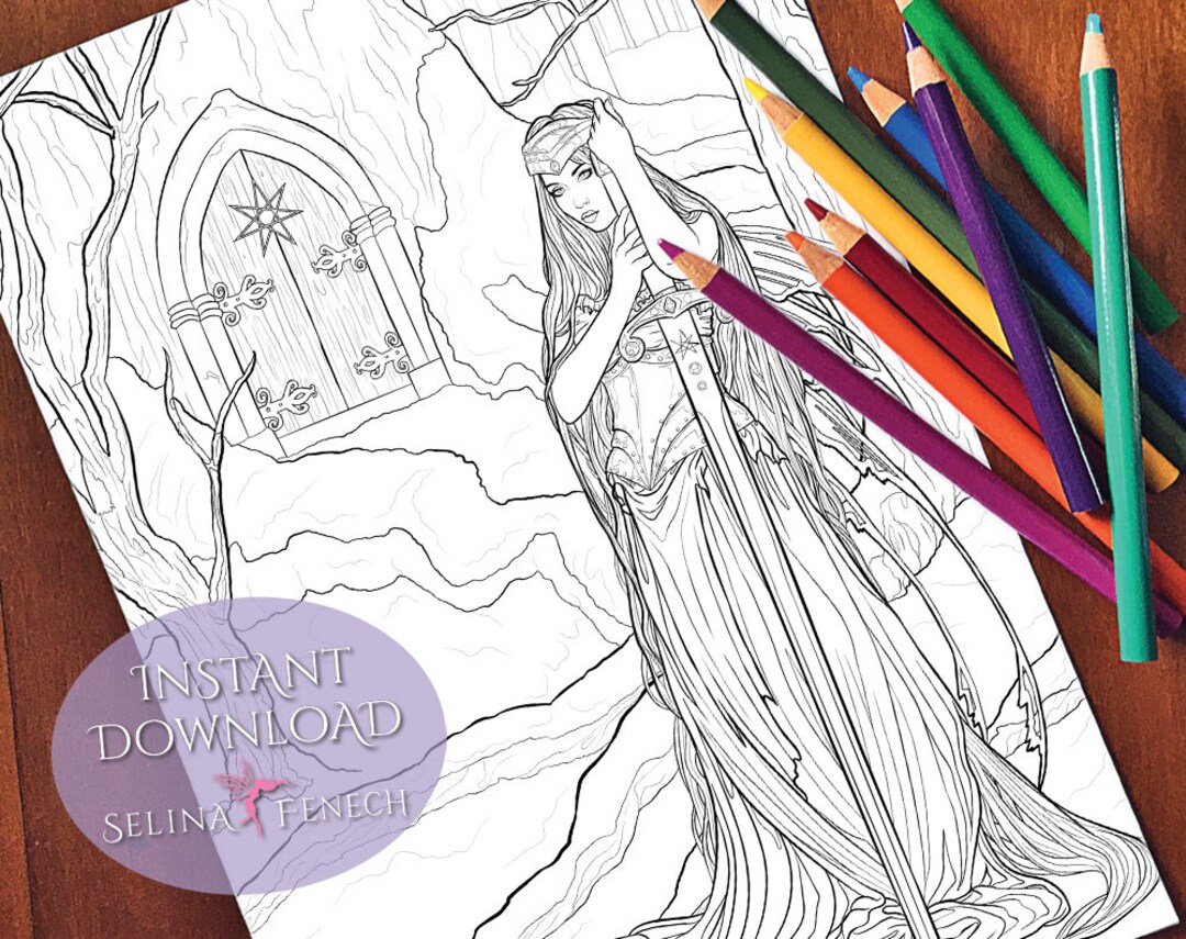 Gatekeeper Fairy Magic Coloring Page/digi Stamp Fantasy Printable ...