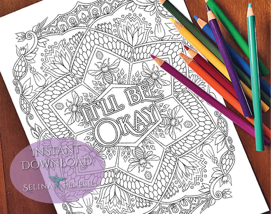 It'll Be Okay Inspirational Quotes Coloring Page/digi - Etsy