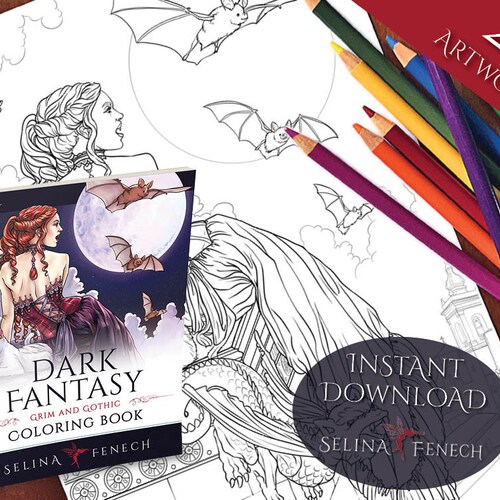 Gothic Dark Fantasy Coloring Collection Coloring Page/digi | Etsy