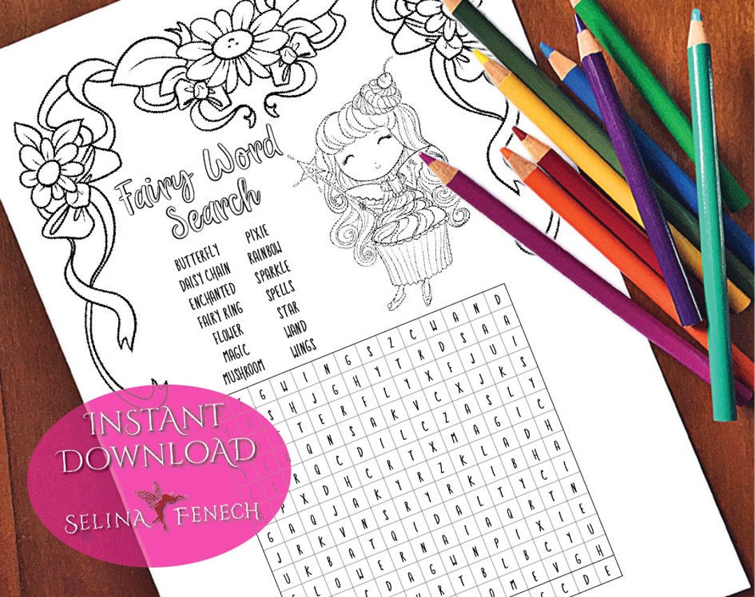 Faedorables Activity Fairy Word Search Coloring Page/digi Stamp Fantasy ...