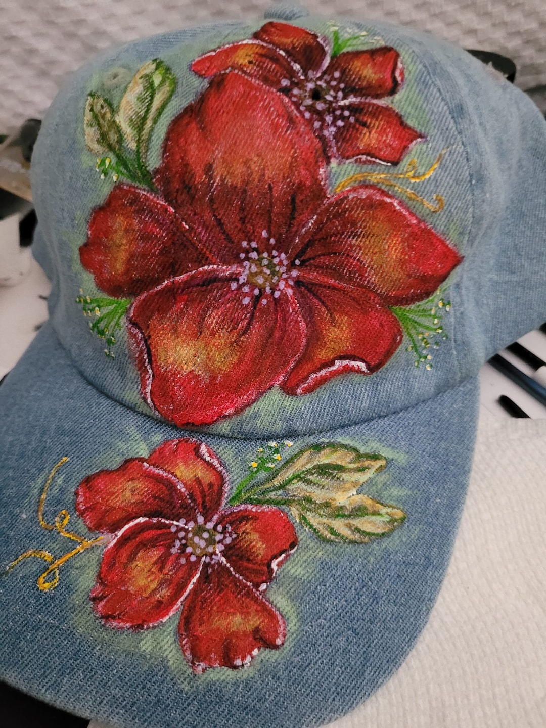 Hand Painted Hat Painted Woman Cap Floral Painted Hat Hand - Etsy
