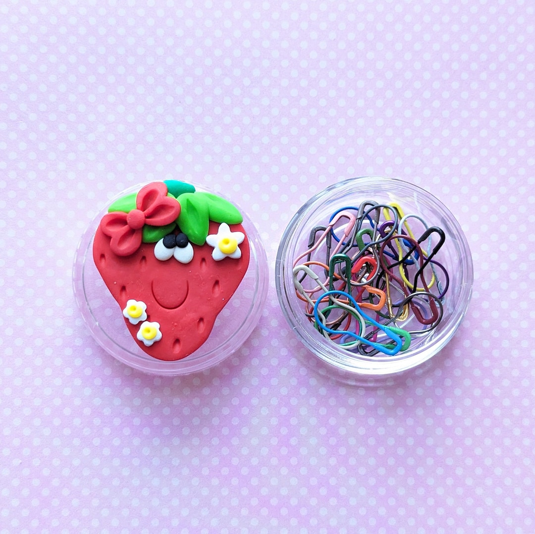 Cute Strawberry Stitch Marker Container, Knitter Gift, Acrylic Jar ...