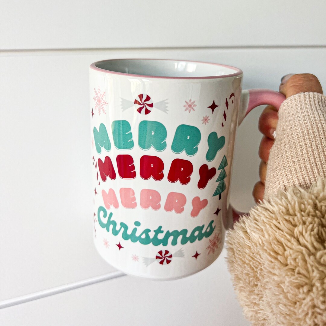 Merry Christmas Mug • Merry Merry Mug • Holiday Mug • Pink Christmas ...