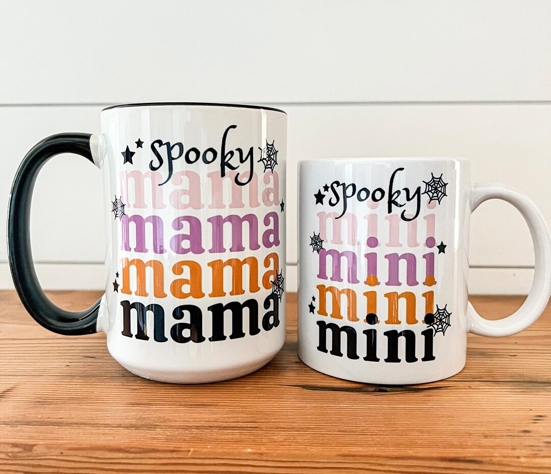 Spooky Mama + Mini Set • Mama + Mini • Dada + Mini • Halloween Mugs - Etsy
